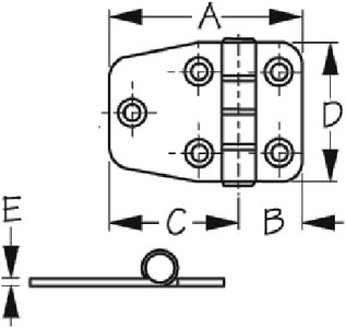 SHORT SIDE DOOR HINGES (SEA-DOG LINE) 2-1/8" 11/16" 1-7/16" 1-1/2" 1/16 ...